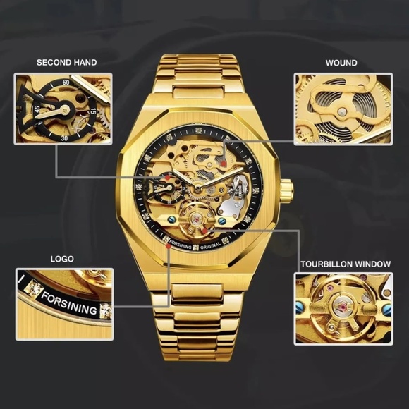 Forsining | Accessories | Mens Skeleton Mechanical Luminous Luxury ...